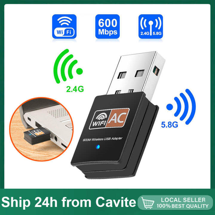 600Mbps USB WiFi Adapter Plug and Play Wireless Dual Band 2.4 5Ghz Wifi ...