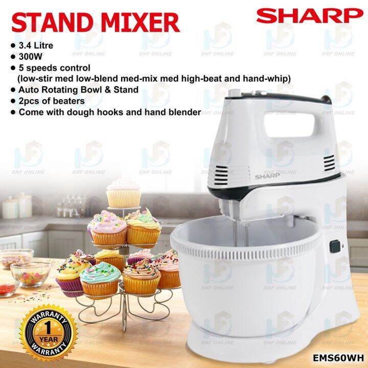 Sharp Stand Mixer EMS60WH [3.4L] [300W] [5 Speed] | Lazada