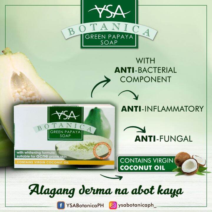 Hot YSA Botanica Green Papaya Acne Soap 135g (Duo Pack) | Lazada PH