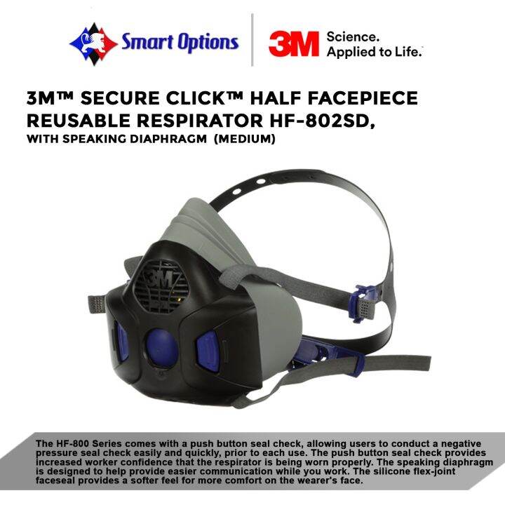3M SECURE CLICK HALF FACEPIECE REUSABLE RESPIRATOR HF-802SD | Lazada PH