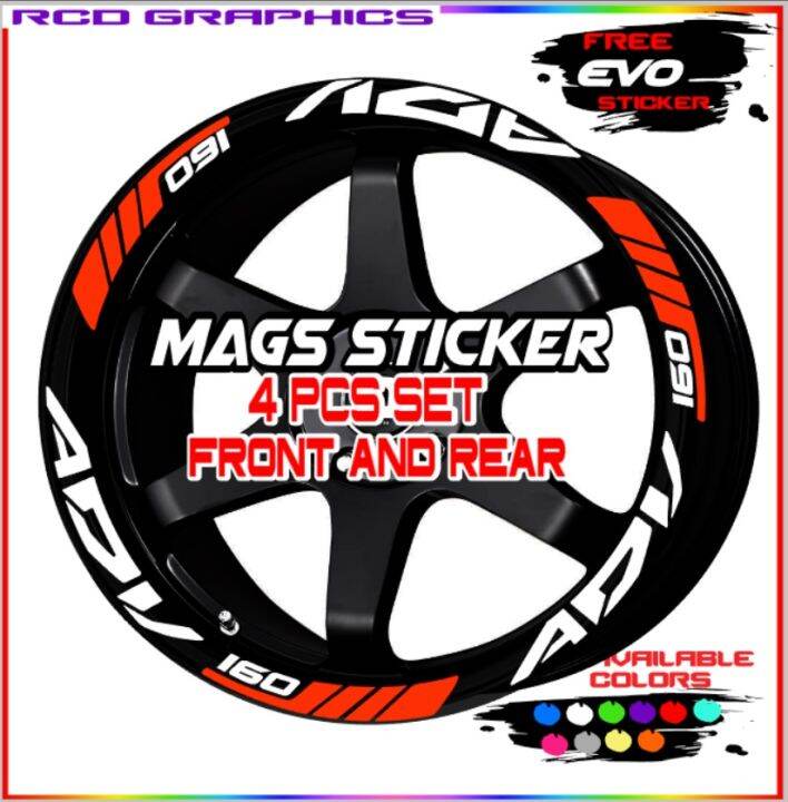 Honda Adv 160 mags sticker 4pcs set front and rear sticker decals ...