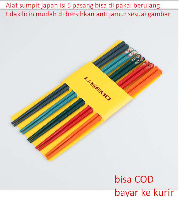 Alat sumpit japan isi 5 pasang bisa di pakai berulang tidak licin mudah ...
