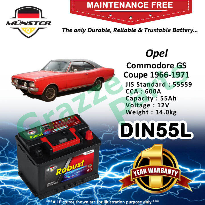 Münster Robust MF CMF DIN55 | DIN55L | 55559 (55AH) Car Battery Bateri ...