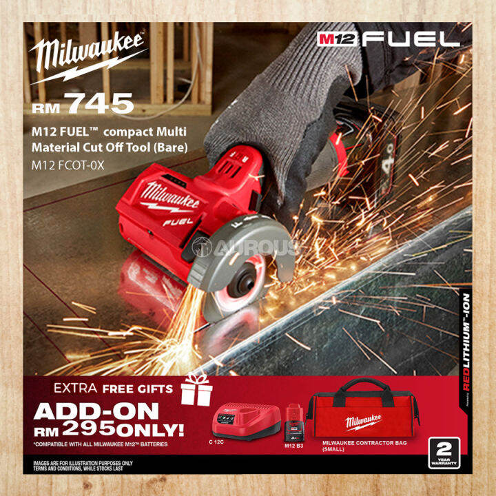 MILWAUKEE M12 FUEL SUB COMPACT MULTI MATERIAL CUT OFF TOOL M12 FCOT-0X ...