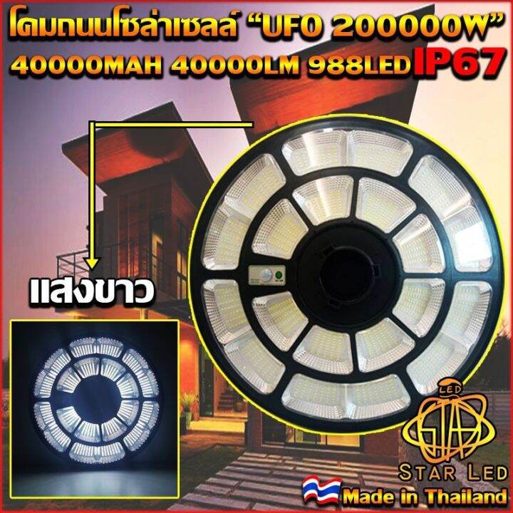 สว่างยันเช้า!!SOLAR STREET LIGHT UFO 200000w โคมถนนวัตต์สูงสุด โคมถนนโซล่าเซลล์ โคมไฟพลังงานแสง ...