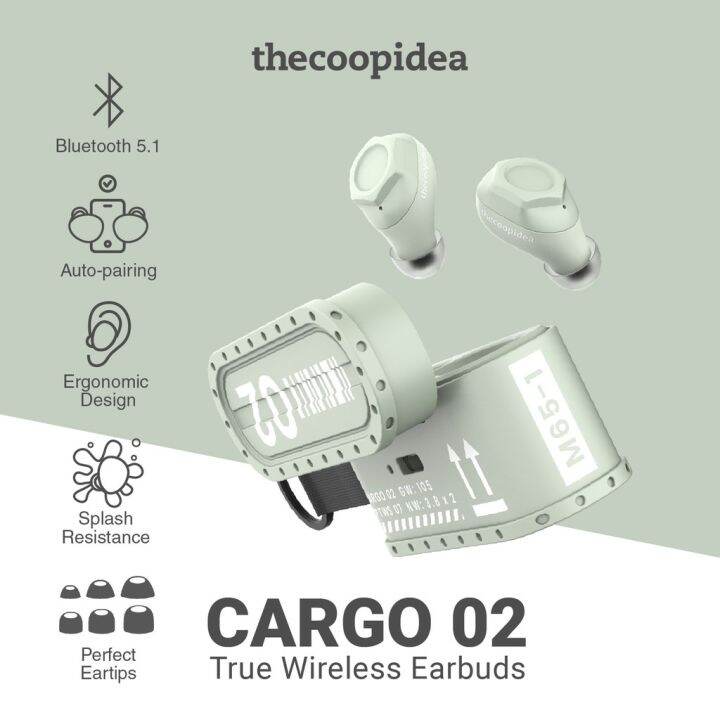 Original thecoopidea CARGO 02 True Wireless Earbuds Bluetooth 5.1 Earphone In-ear Noise ...