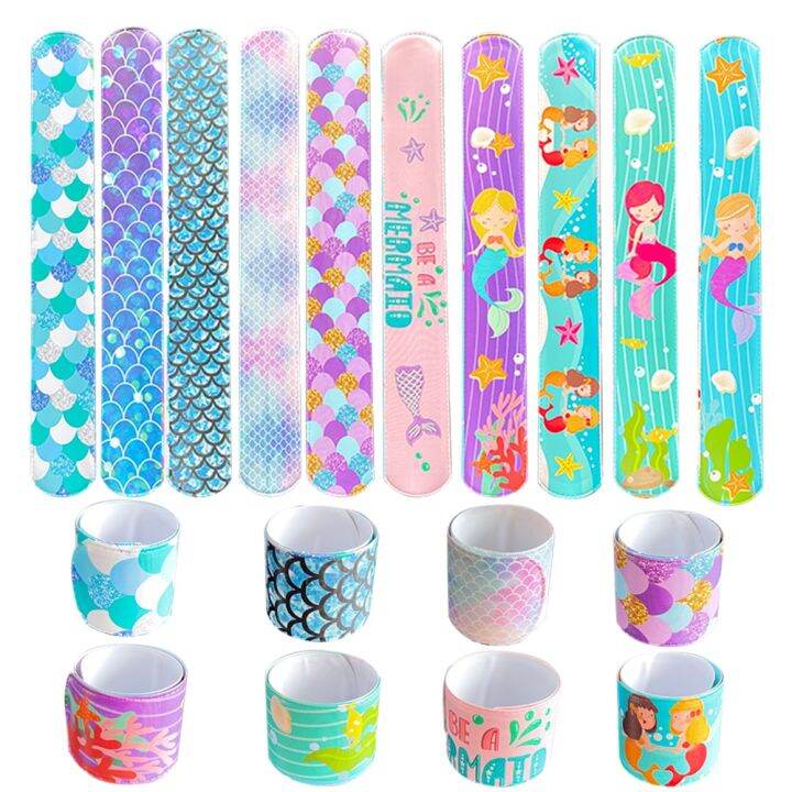 {Afei Toy Base} 8ชิ้นสายรัดข้อมือสแนปสำหรับเด็กนางเงือกวันเกิดของตกแต่งงานเลี้ยงชุดรูปแบบของ ...