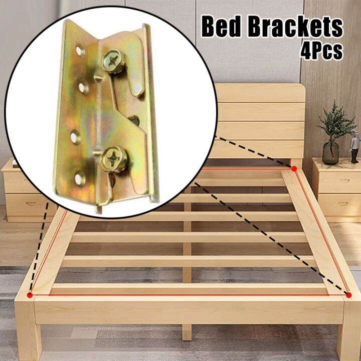 4 Sets Bed Railing Bracket Wooden Bed Frame Connectors No-Mortise Bed ...