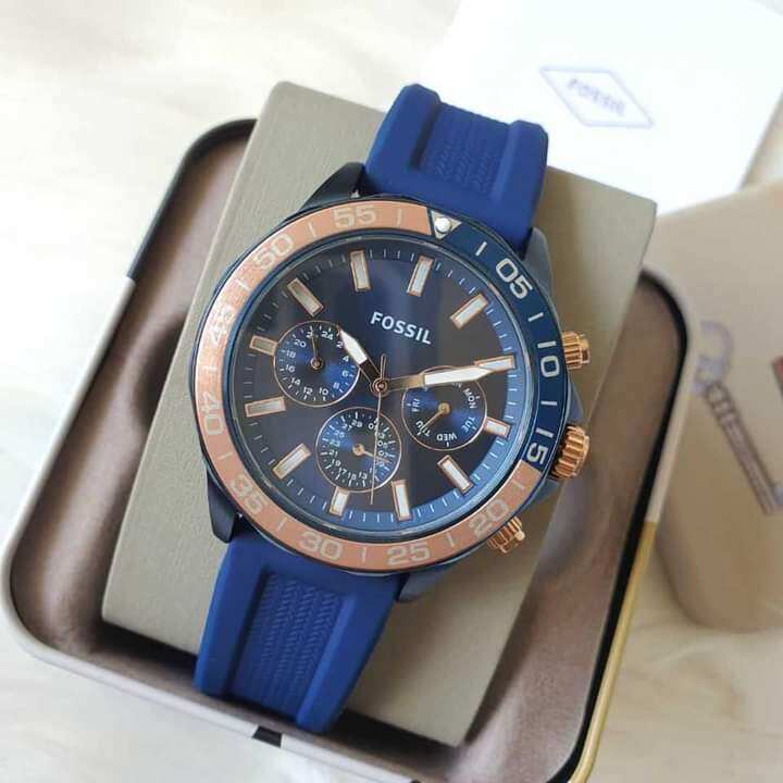 FOSSIL THREE-HAND CHRONOGRAPH WATCH RUBBER STRAP Analog Quartz Japan ...