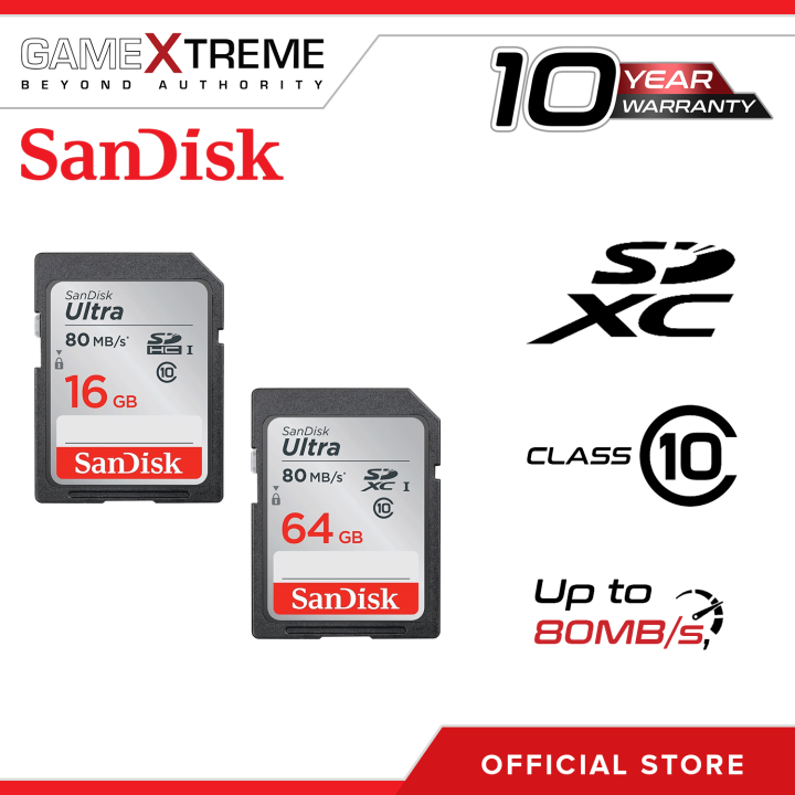 SanDisk Ultra 16GB/64GB SD Card SDSDUNC Class 10 SDHC,UHS-I DSLR Camera ...