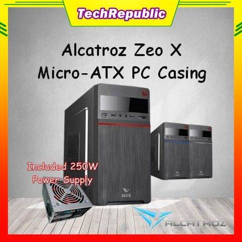 ALCATROZ ZEO X M-ATX PC CASING - BLUE / RED / SILVER with Buil-In Power ...