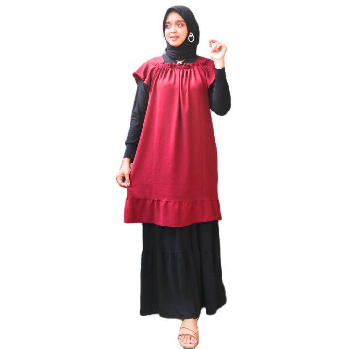 Homedres Crinkle Daster Viral Fuji Kerut Dada/ Laura Dress Crinkle ...