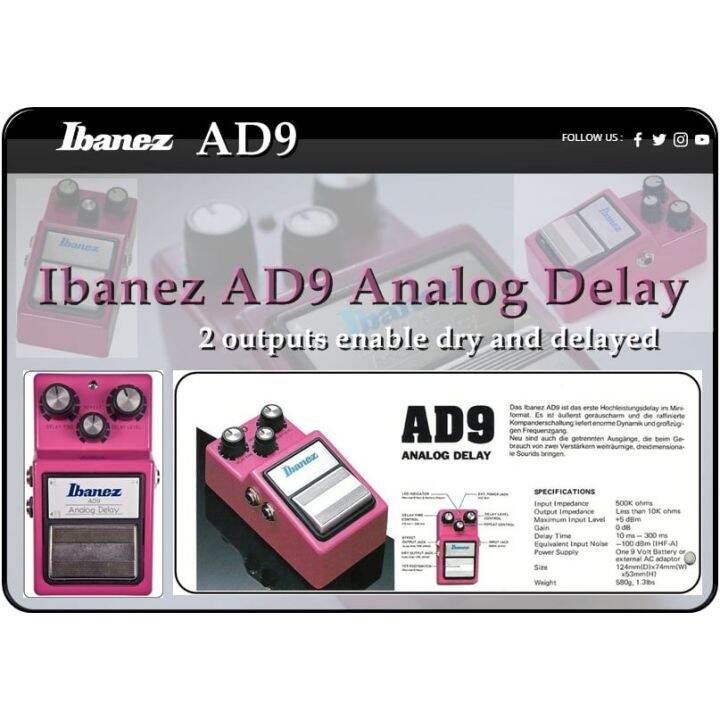 Ibanez AD9 Analog Delay เอฟเฟคเสียง Delay (Made in Japan) | Lazada.co.th