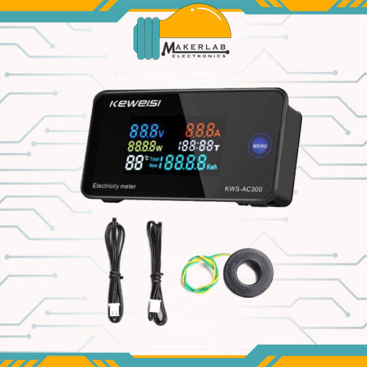 Keweisi KWS-AC300-100A Digital Fuel Gauge 6-in-1 Digital Power Meter ...