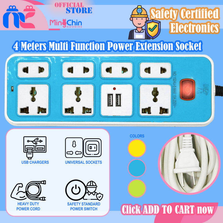 Saksakan Power Extension Cord Heavy Duty Outlet Socket w/ Usb Charger ...