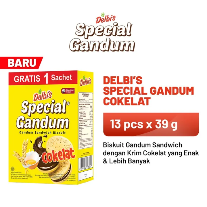 Biskuit Sandwich Coklat Gandum Delbis (13 pcs x 39gr) cemilan murah ...