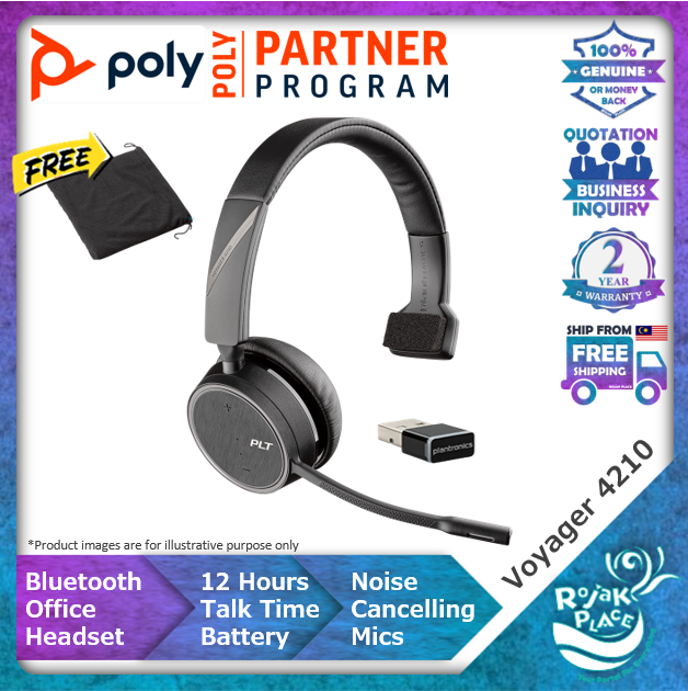 Poly Voyager 4210 Bluetooth Monaural Office Headset Uni-Directional ...
