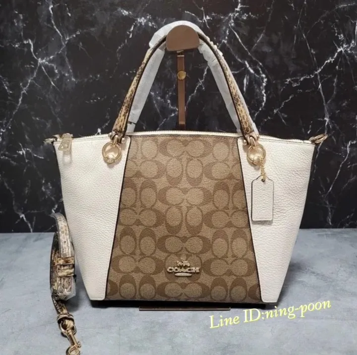 Guaranteed Original Coach Kacey Women's Satchel In Blocked Signature Canvas C6838- Khaki/Chalk ...