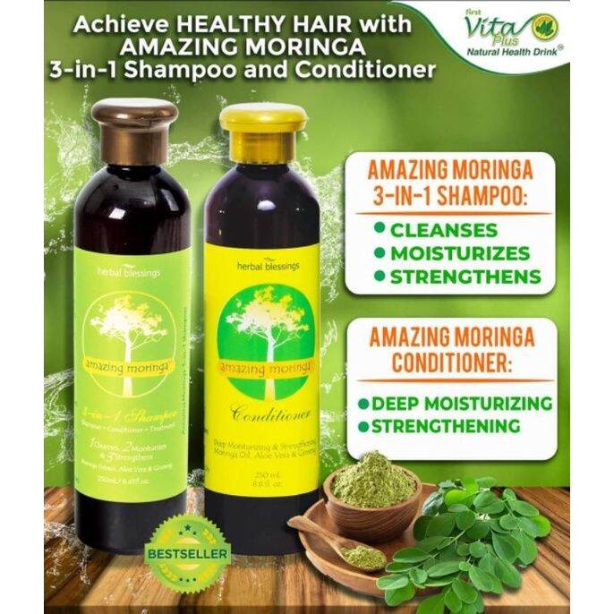MORINGA SHAMPOO and MORINGA CONDITIONER 250 ml. | Lazada PH