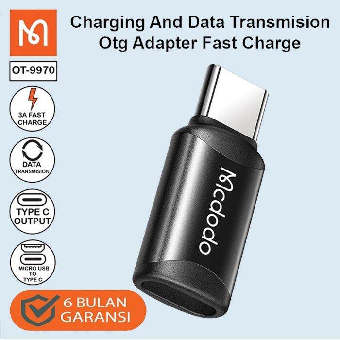 Mcdodo Ot-9970 Adaptor Converter Data Otg Micro Usb Port To Type C Fast Charging 3a | Lazada ...