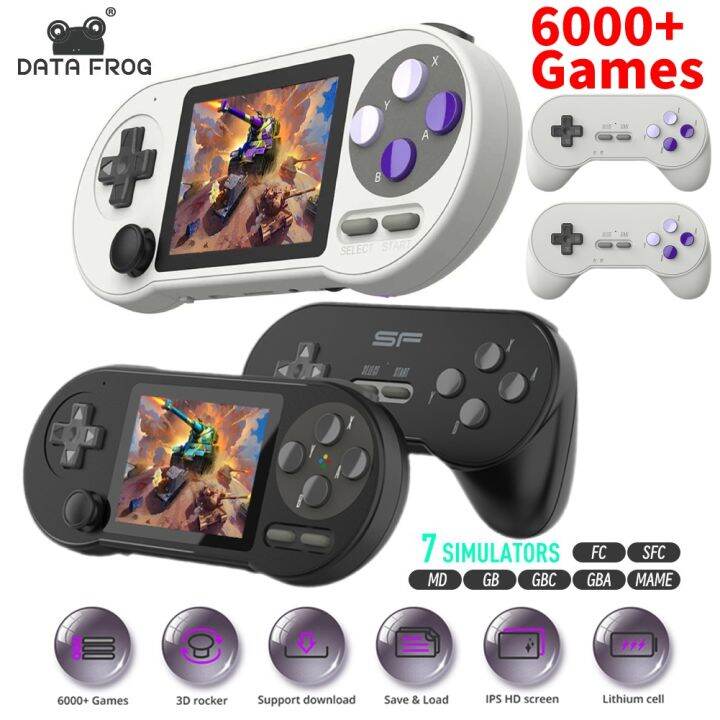 【YD】 DATA FROG SF2000 Handheld Game Console Built-in 6000 Games Portable Players for GBA/SNES ...
