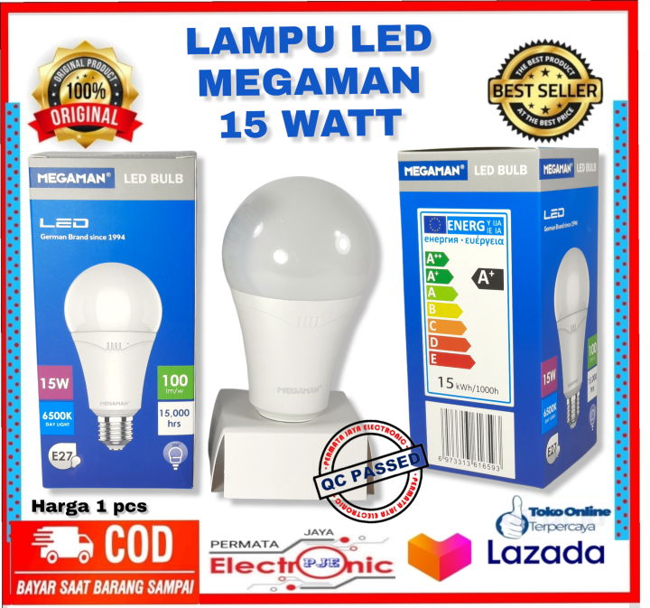 LED Megaman Bohlam Lampu 15 W Watt Bulb Putih | Lazada Indonesia