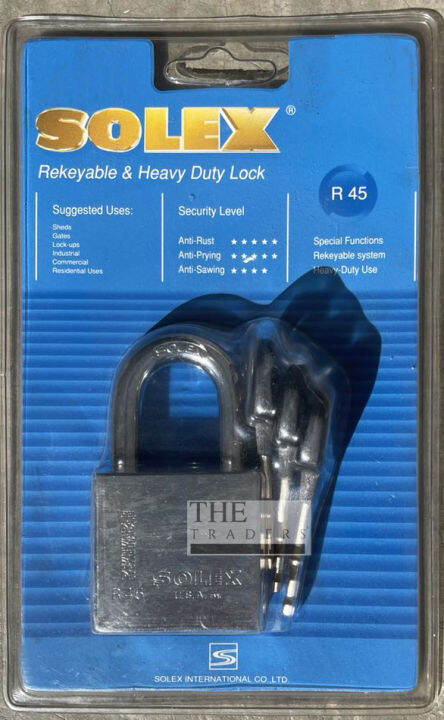 [100% ORIGINAL] SOLEX PREMIUM CR45 Rekeyable & Heavy Duty Padlock ...