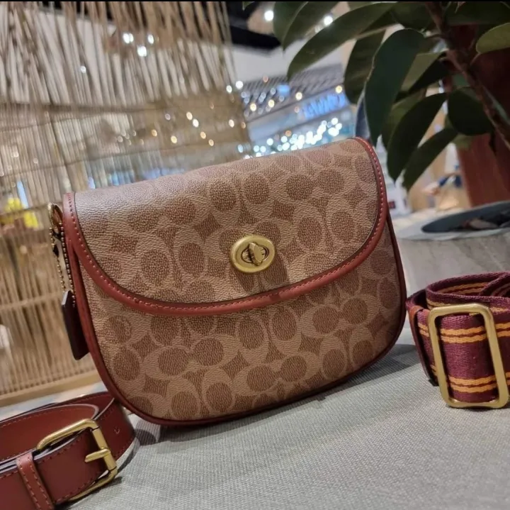 Original Coach CA093 Willow Saddle Bag In Signature Canvas - Tan Rust | Lazada PH