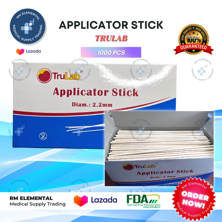 Trulab Non Sterile Wooden Applicator Sticks 2.5mm (1 box -1,000pcs 6”), Cotton-less | Lazada PH