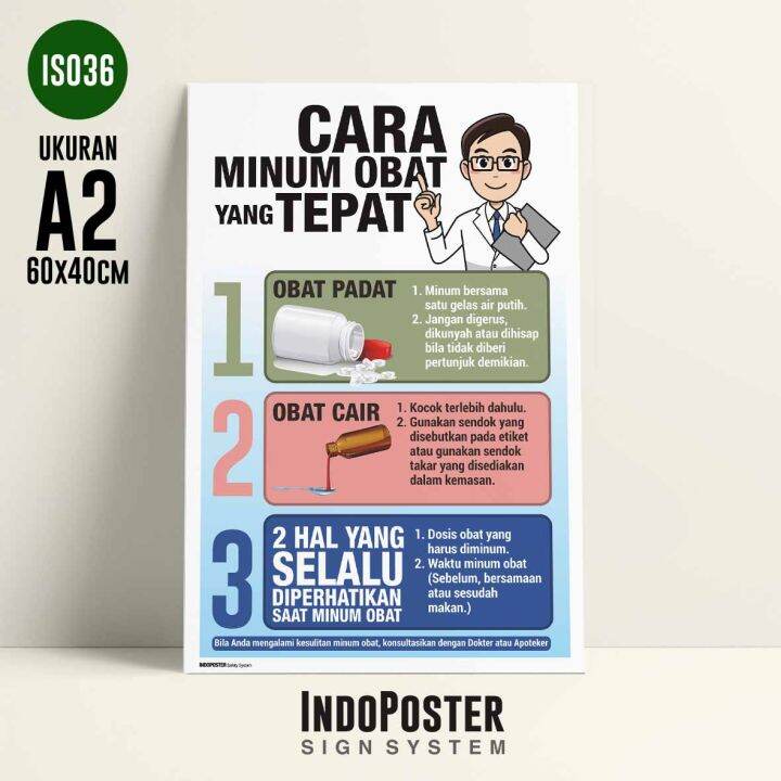 Poster K3 Safety Cara Minum Obat Yang Tepat Tanpa Frame A2 60x40cm ...