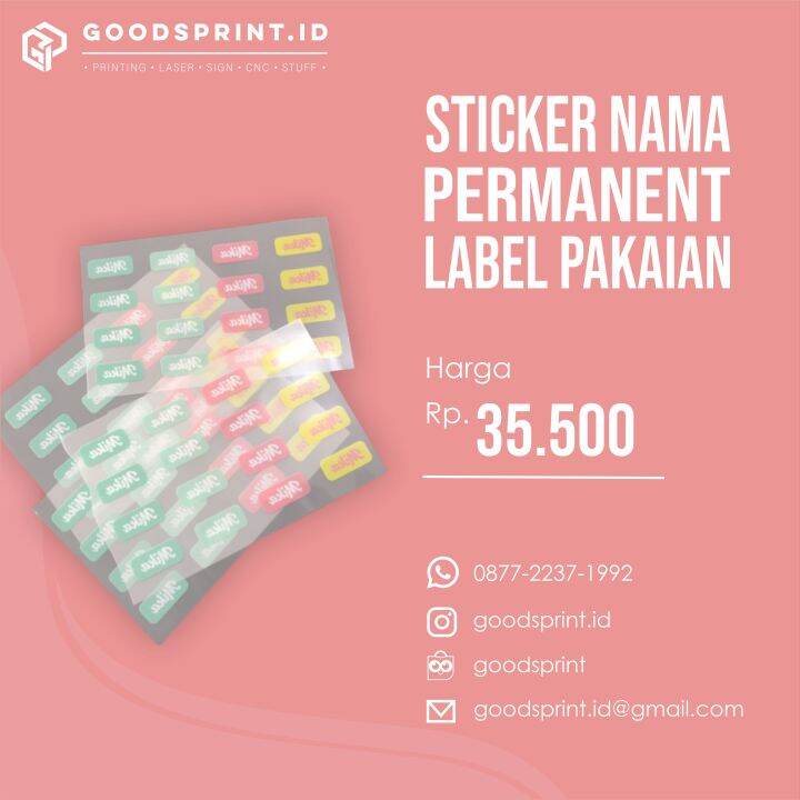 Label Nama Permanent / Label Nama Pakaian / Sticker Nama Custom Praktis ...