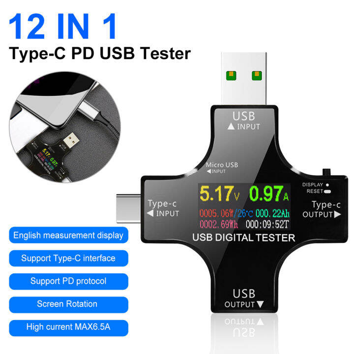 [Free Ship] USB C Tester 12 In 1, USB 3.0 Digital Multimeter 3.6-32V 0 ...