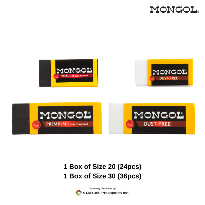 Mongol Eraser (Exam Standard & Dust-Free) (Box of 24s and 36s) | Lazada PH