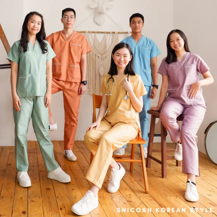 Korean Style | Premium Cotton Scrub Suit Set | Snicosh | Lazada PH