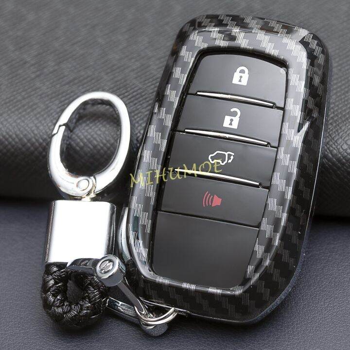 Carbon Fiber Car Key Fob Cover Case Holder Chain For Toyota Sienna ...
