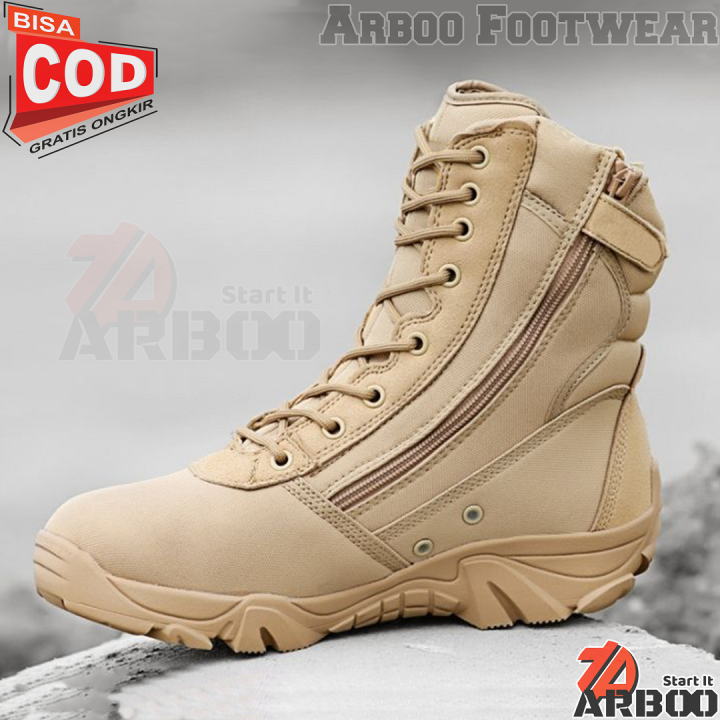 SEPATU SAFETY PDL FORCE CREAM POL PP GUNUNG HAIKING ADVENTURE BOTS ...