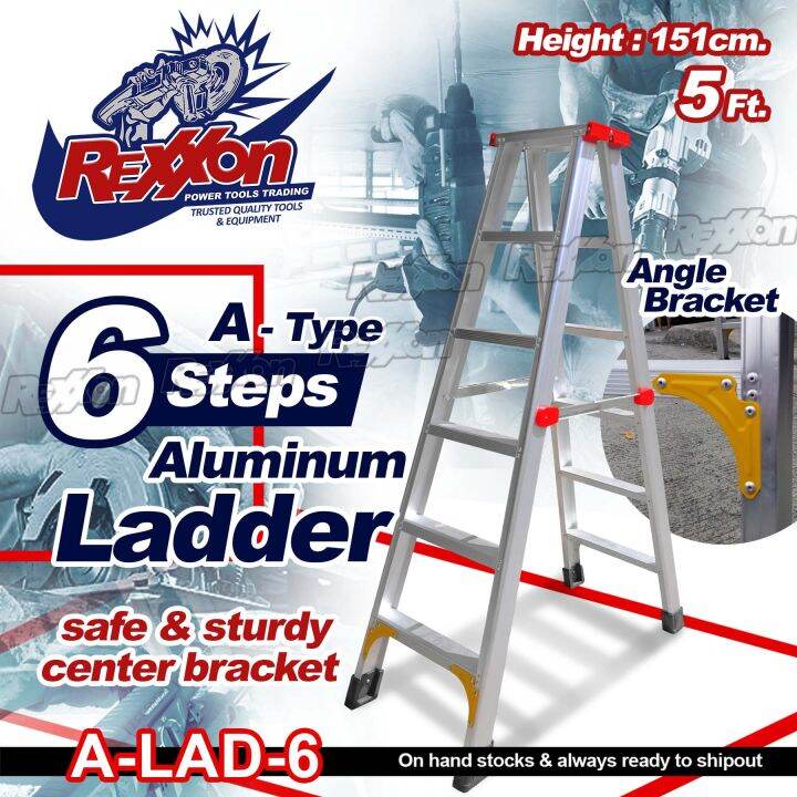 REXXON 6 Steps 5ft. A-Type Aluminum Ladder A-LAD-6 | Lazada PH