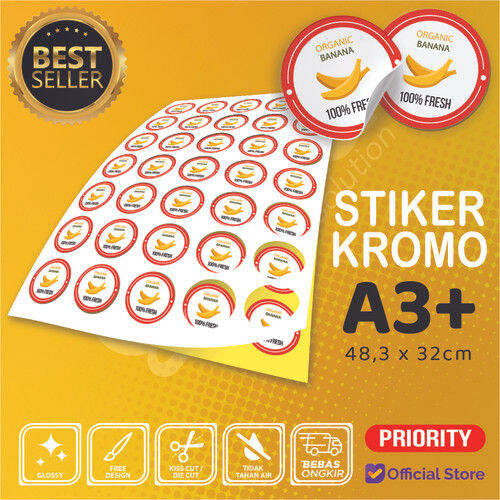 Stiker Kemasan Ukuran A3+ Label Olshop Merk Kue, Snack, Bakery, Makanan ...