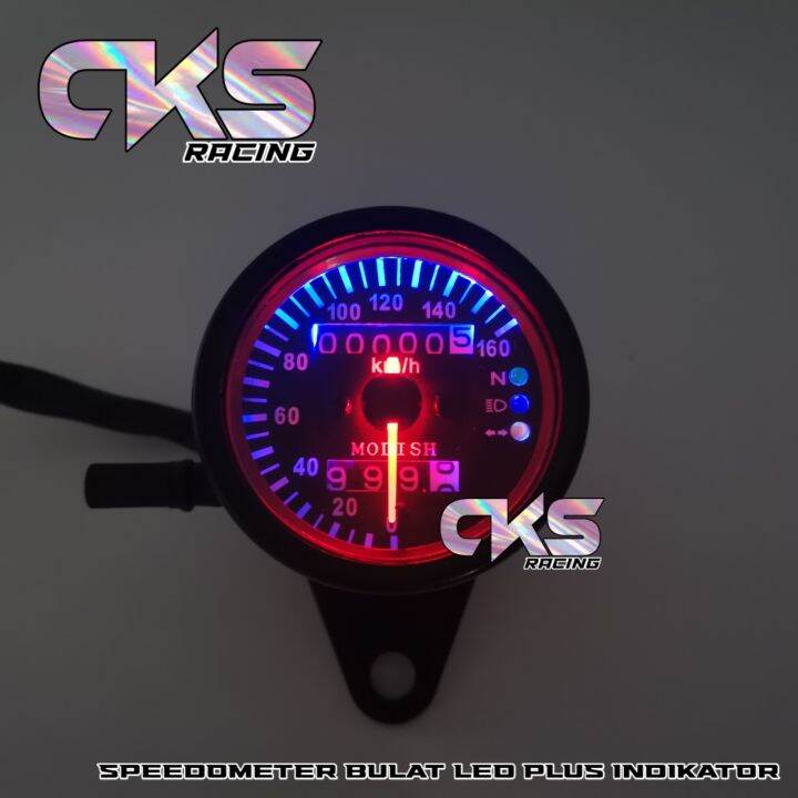 Speedometer bulat kilometer LED plus indikator sein motor universal ...