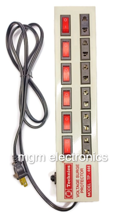 Technics TP444 Voltage Surge Power Extension HEAVY DUTY 6-Outlet Metal ...