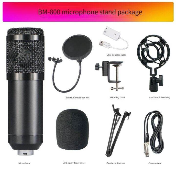 Bm 800 Studio Professional Condenser Microphone V8 Sound Card Karaoke Bluetooth Speaker with ...