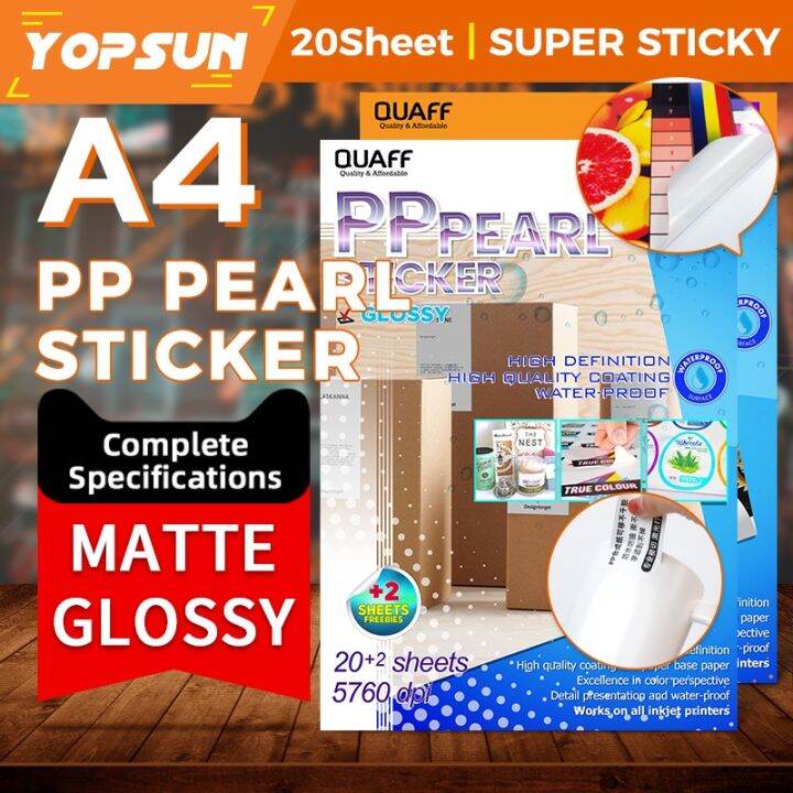 ☁Quaff Printable PET Label Sticker Paper A4 PP Glossy Matte Aluminum ...