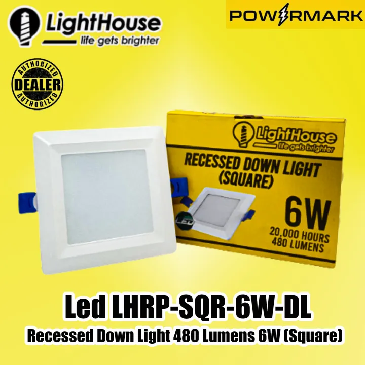 LIGHTHOUSE Led LHRP-SQR-6W-DL Recessed Down Light 480 Lumens 6W (Square) [POWERMARK | LAC ...