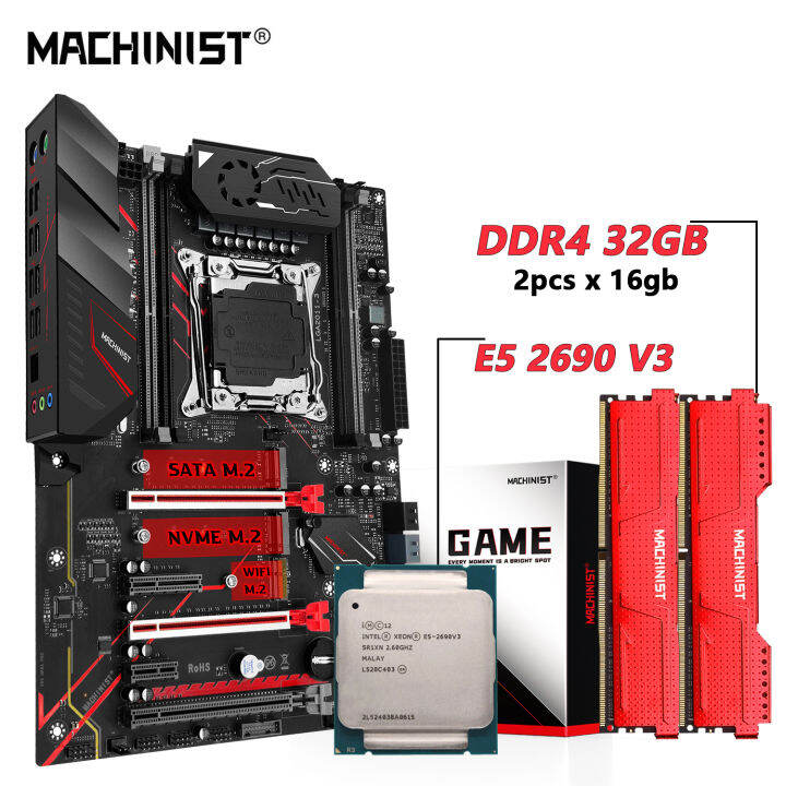 MACHINIST MR9A PRO MAX X99 ATX ชุดเมนบอร์ดพร้อม LGA 2011-3 Xeon E5 2690 ...