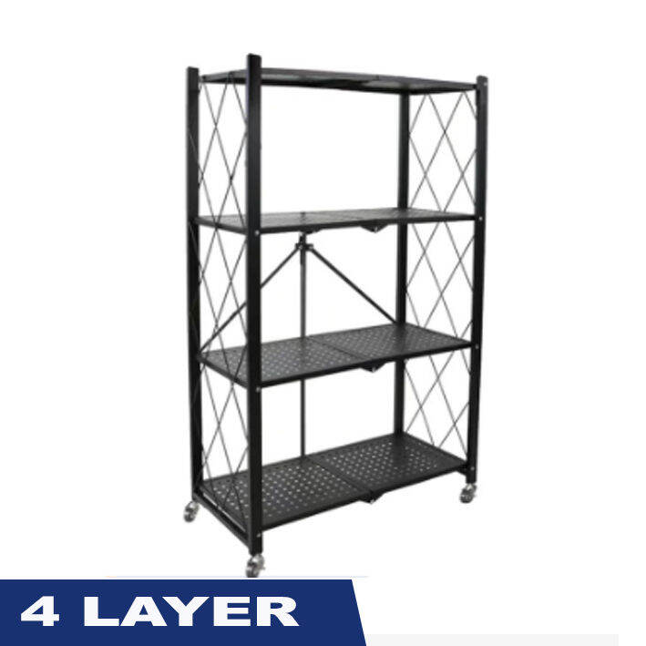 4 Layer Heavy Duty Multi-Purpose Foldable/Collapsable Storage Rack 4 Ft ...