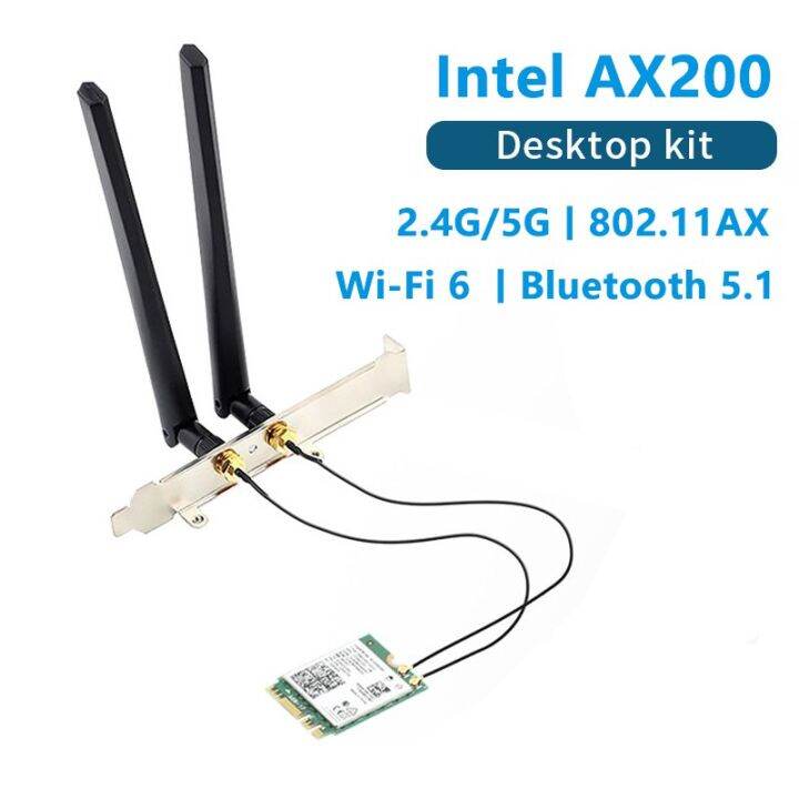 Intel AX200 Wi-Fi 6 3000Mbps M.2ชุดเดสก์ท็อป Dual Band 2.4G/5G บลูทูธ5. ...