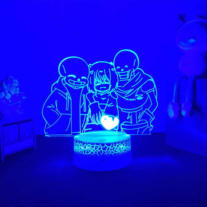 เกมยอดนิยม Undertale 3d โคมไฟ Chara และ Papyrus LED ไฟกลางคืนสำหรับเด็ก ...