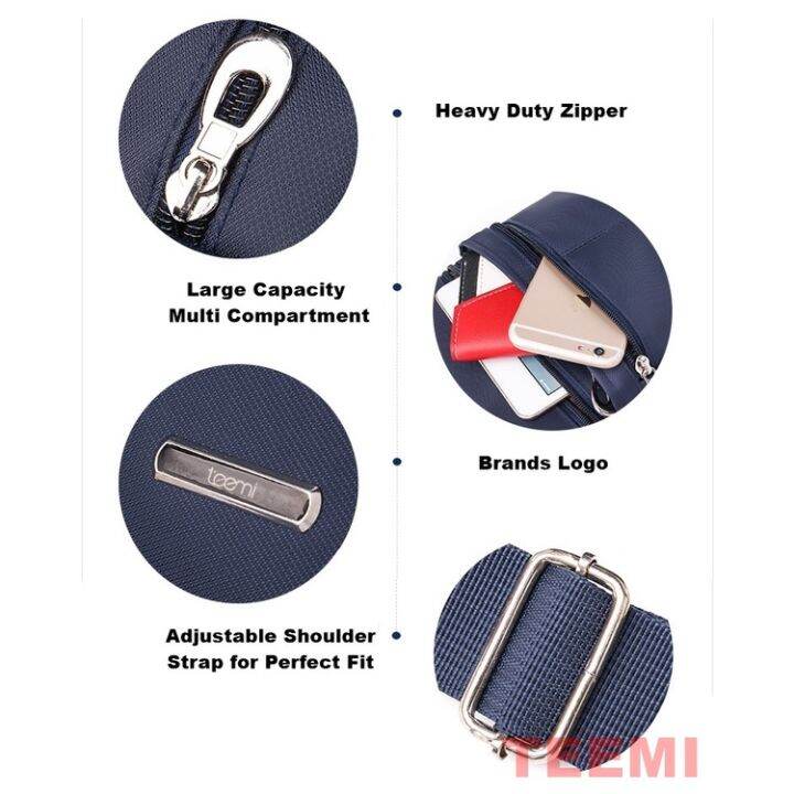 TEEMI Unisex Classic Porter Sling Bag Fit 10 Inch Tablet Large Size ...