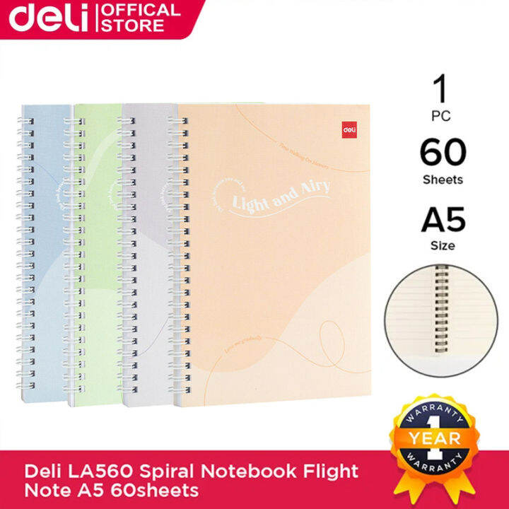 Deli A5 Spiral Binder Notebook For School Supplies 60 Sheets LA560 1Pc ...