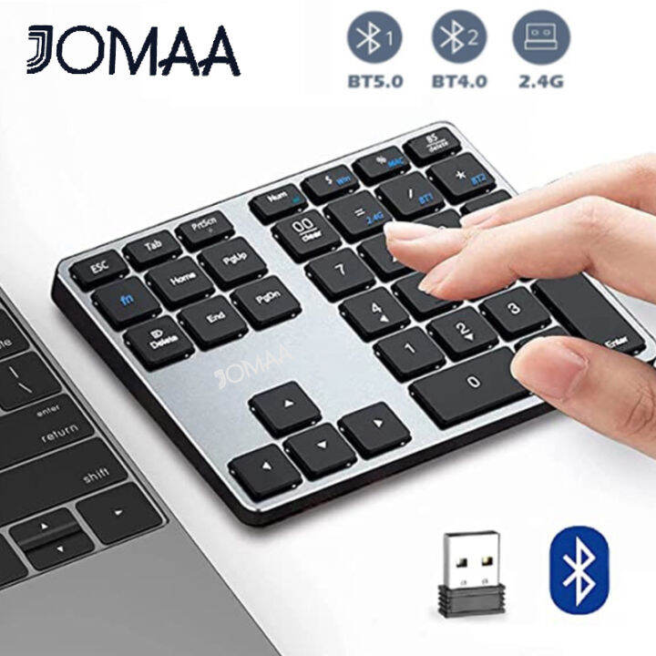 JOMAA คีย์บอร์ดไร้สายแบบชาร์จไฟได้2.4G + Bluetooth Digital Keyboard ...